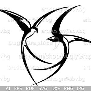 Vector SWALLOWS, Swallow-tail, AI, PNG, Eps, Pdf, Svg, Dxf, Jpg ...