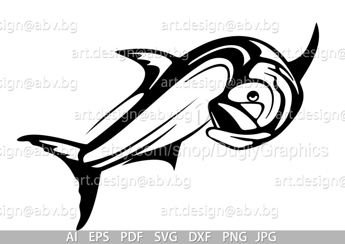 Vector FISH Jump SVG Ai Eps Pdf PNG Dxf Jpg Curved Image - Etsy