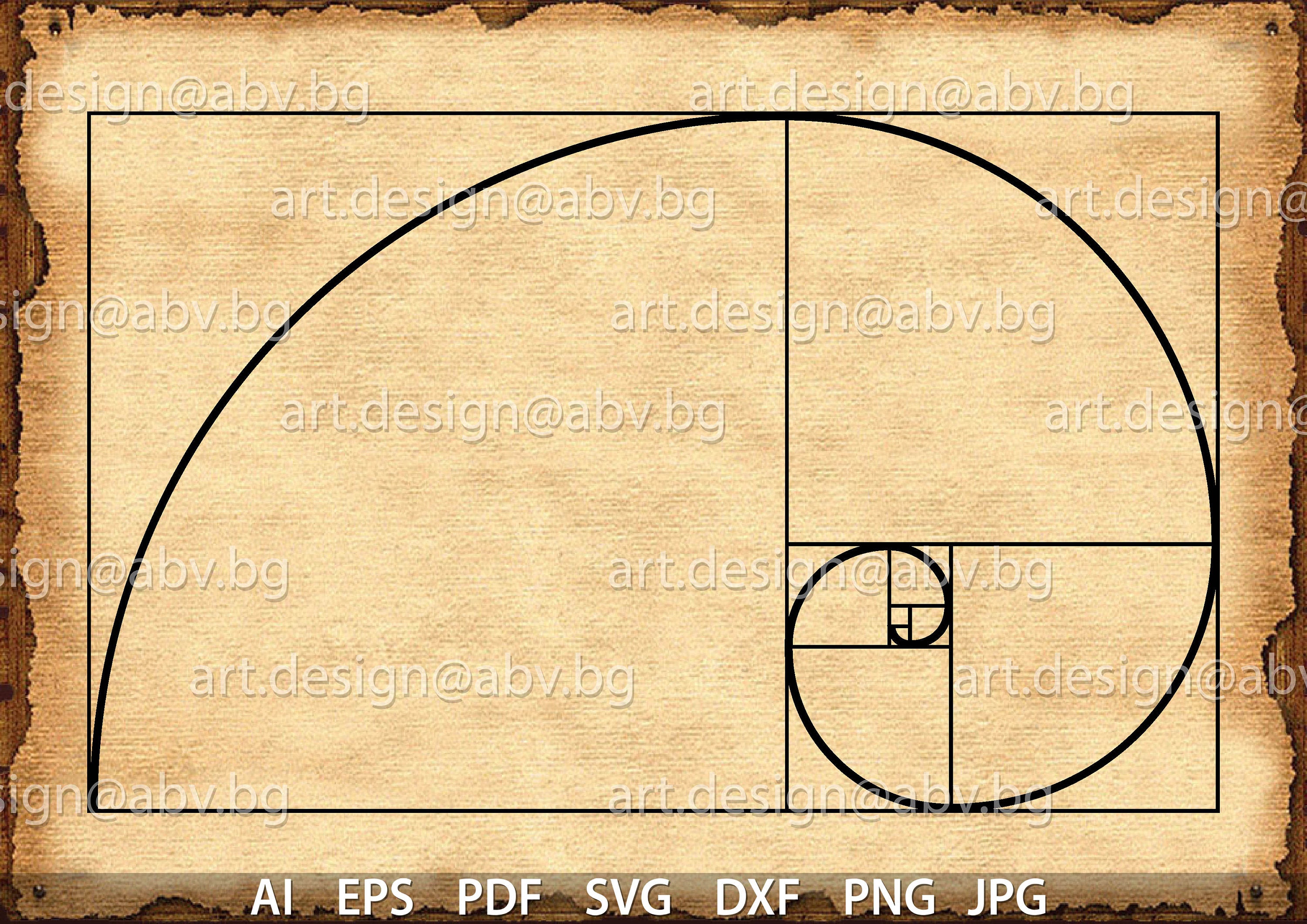 Vector FIBONACCI SPIRAL AI png eps pdf svg dxf jpg | Etsy