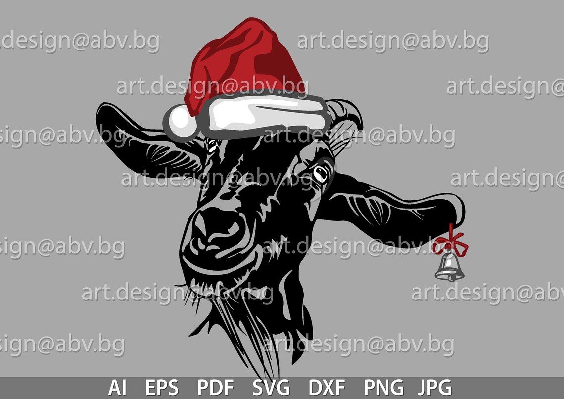 Vector GOAT With Christmas Hat and Bell 6 Colors AI PNG - Etsy