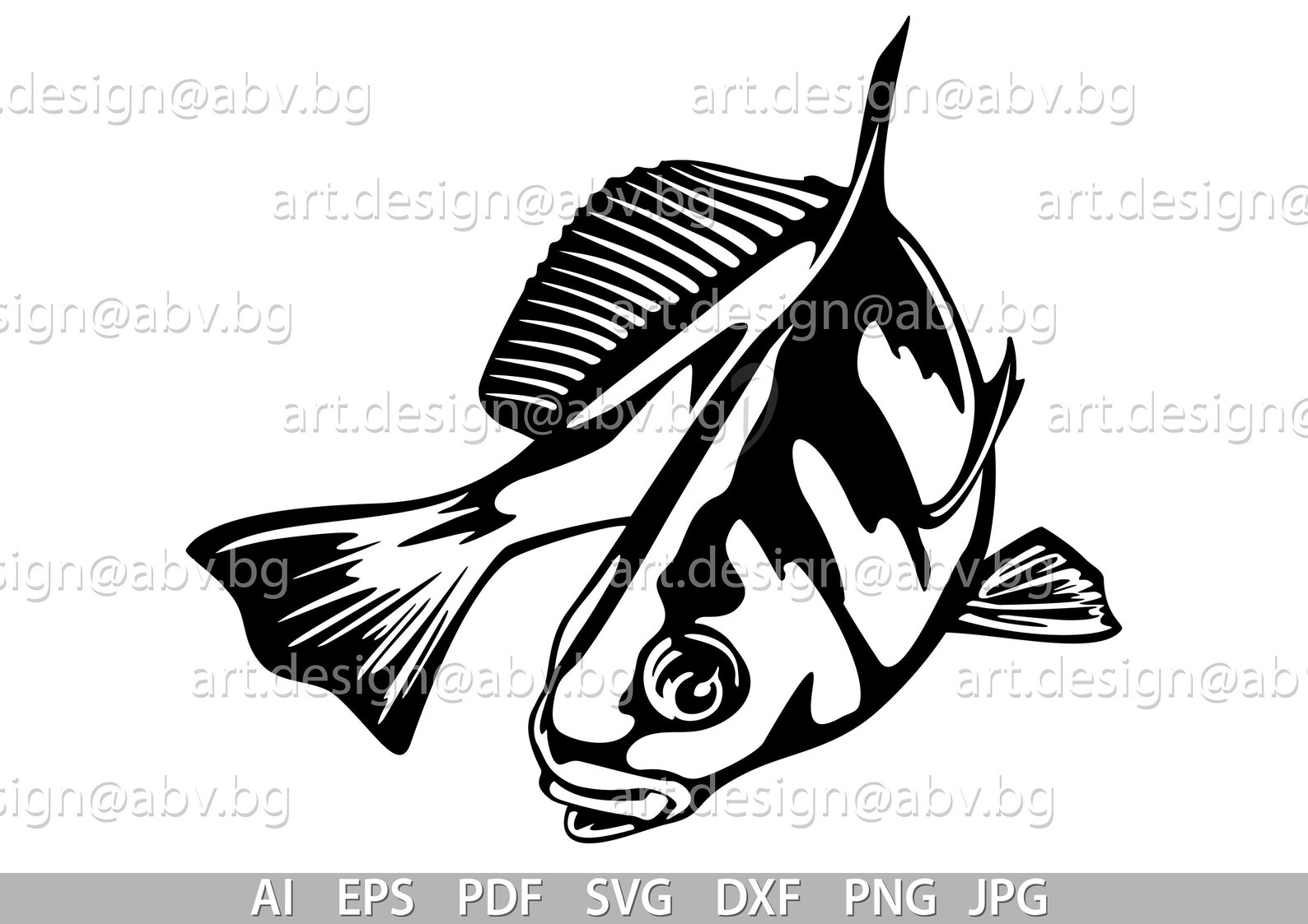 Vector BLACK DRUM FISH Ai Eps Pdf Png Svg Dxf Jpg Image | Etsy