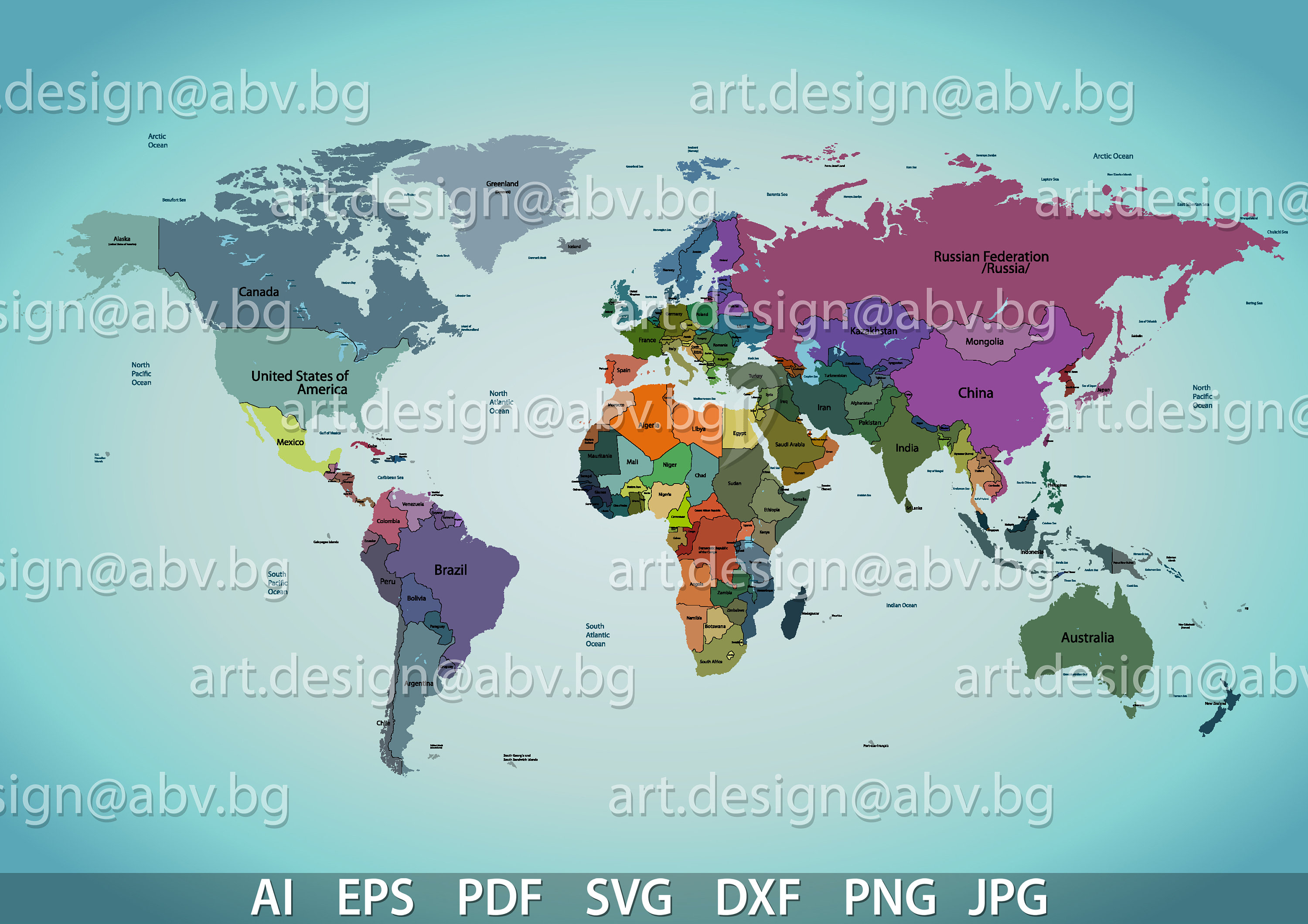 Vector EARTH Countries Map Colored AI Eps Pdf Jpg Svg | Etsy