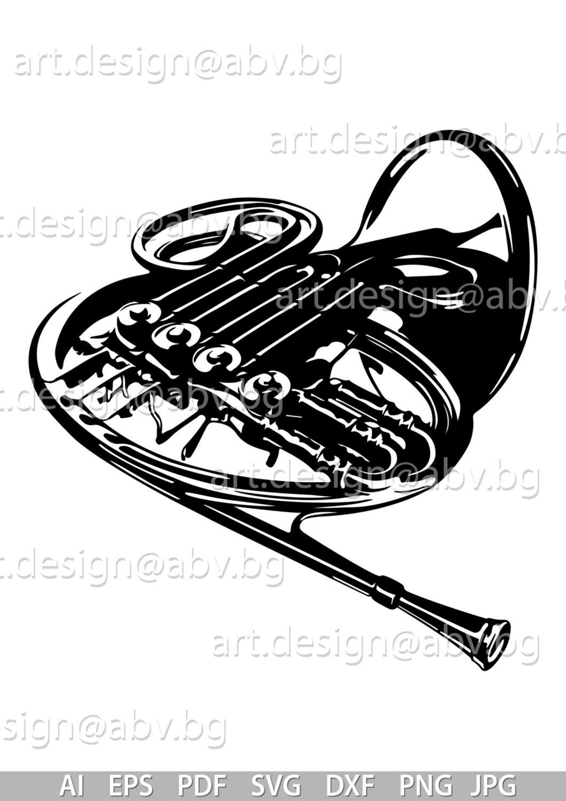 Brass Instrument Vector, Musical Horn Clip Art (digital Download) - Etsy