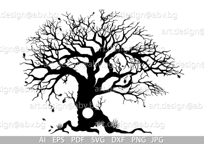 Vector OAK TREE AI Eps Pdf Svg Dxf Png Jpg Image | Etsy