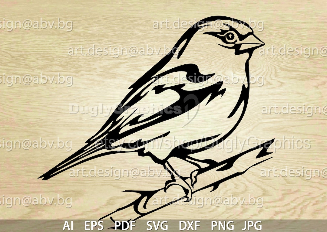 Vector BIRD Purple Finch, Sparrow Svg Ai Eps Pdf Dxf Png Jpg Download ...