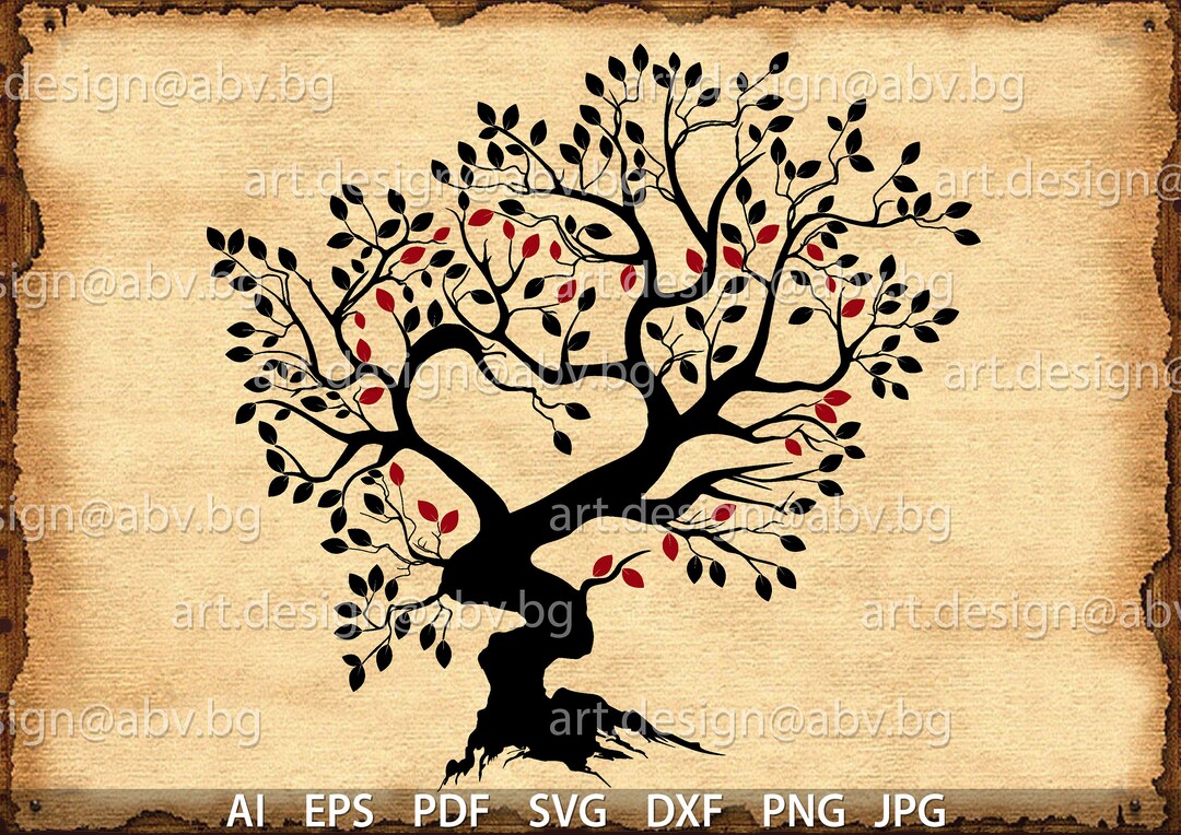 Vector WEDDING TREE, Silhouette, AI, Eps, Pdf, Svg, Dxf, Png, Jpg Image ...
