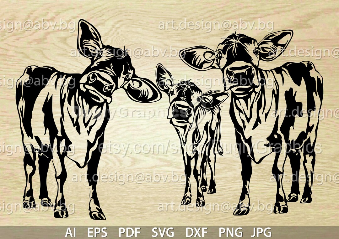 Vector COW FAMILY, Calf, Head, Ai, Png, Eps, Pdf, Svg, Dxf, Jpg, Svg ...