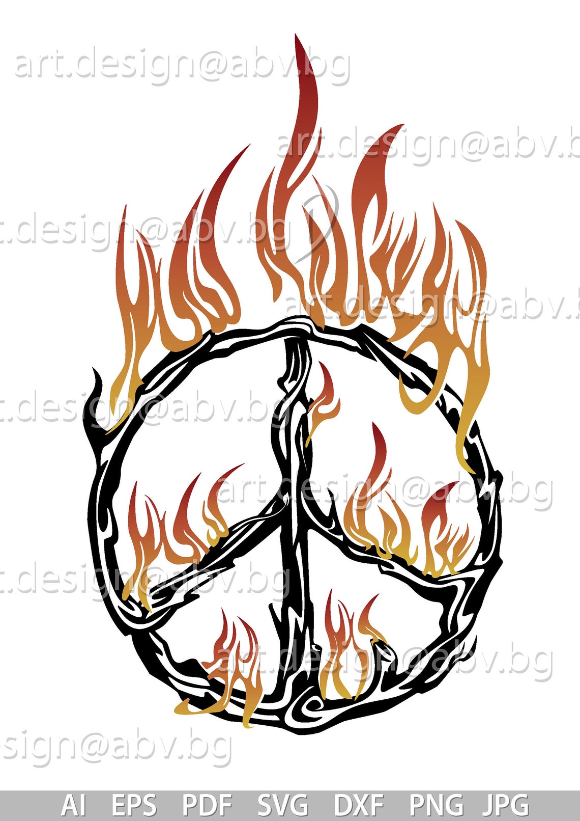 Vector FREEDOM Peace Sign Symbol in Fire AI PNG Eps Pdf | Etsy