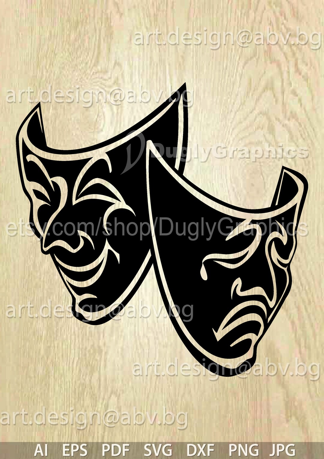 Vector THEATER MASKS, AI, Eps, Pdf, Dxf, Svg, Png, Jpg Download Files ...
