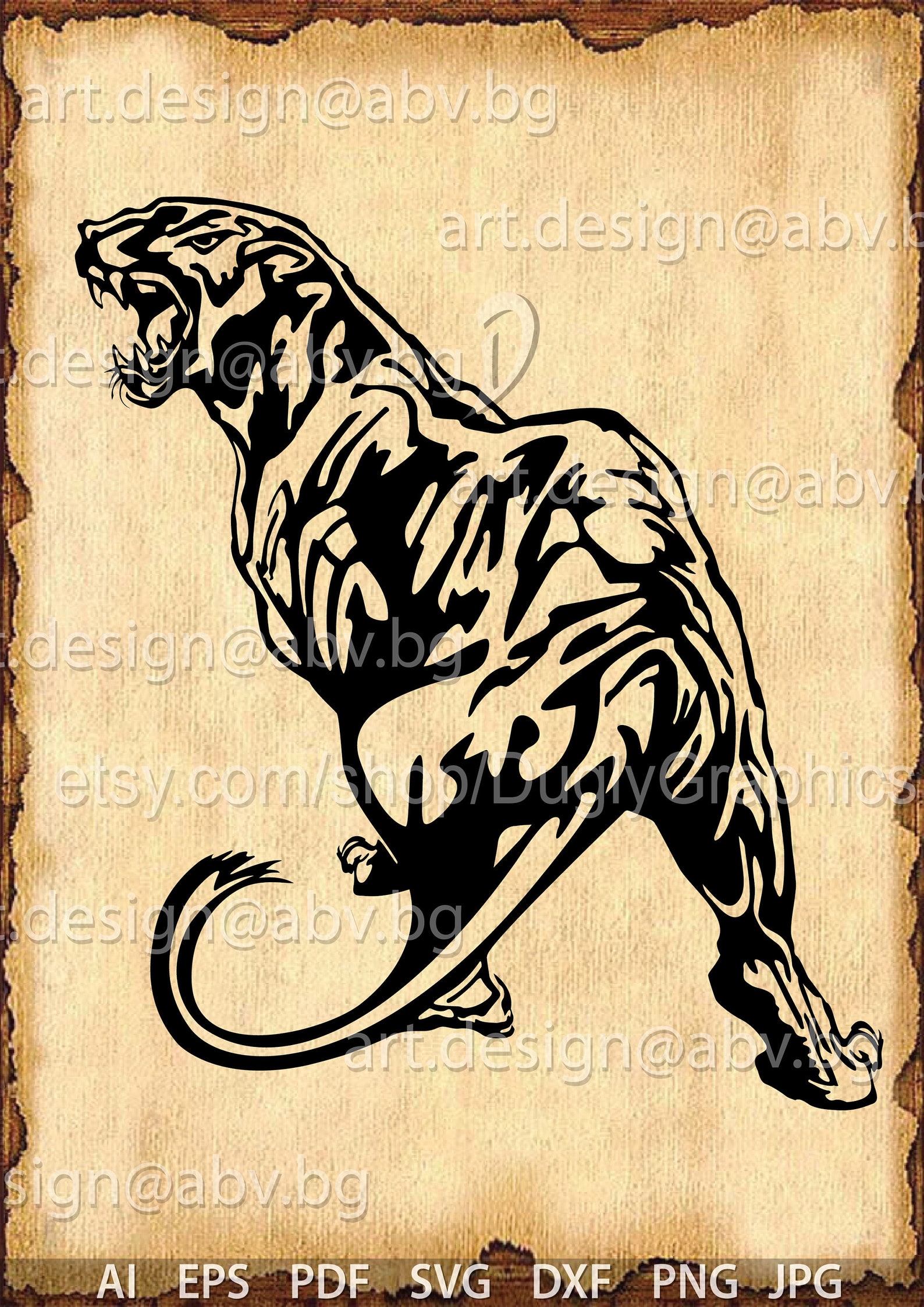 Vector TIGER Body Ai Eps Pdf SVG Dxf PNG Jpg Instant - Etsy