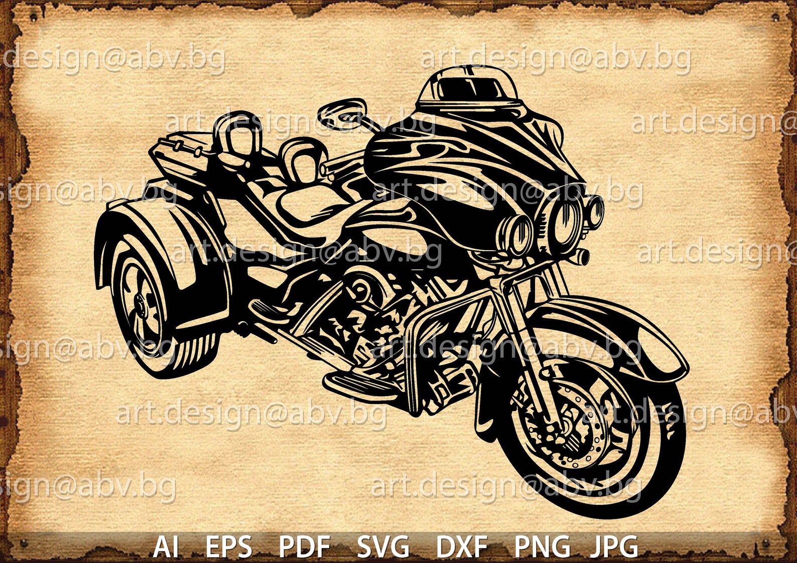 Vector TRIKE MOTORCYCLE Ai Eps Pdf PNG Svg Dxf Jpg | Etsy