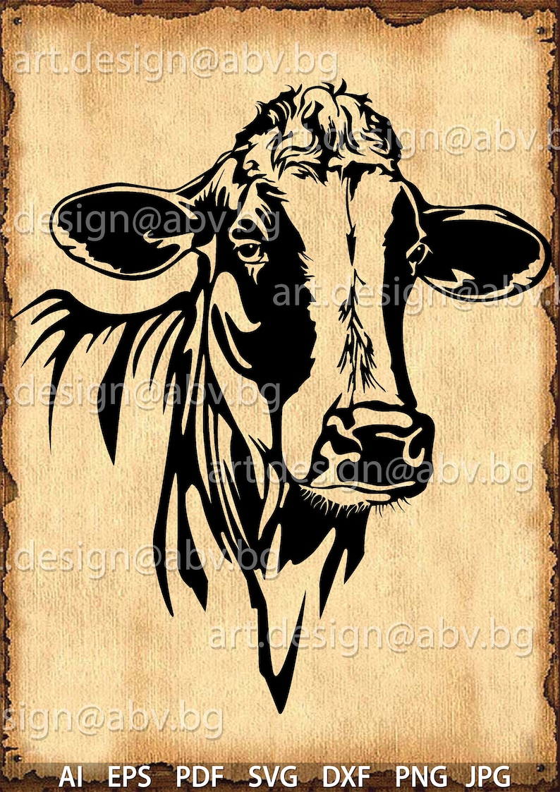 Vector COW Head AI PNG Eps Pdf Svg Dxf Jpg Instant - Etsy