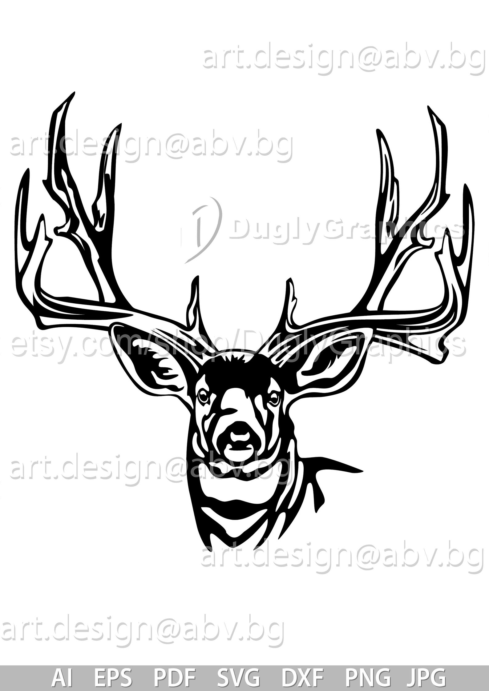 Vector MULE DEER BUCK Deer Head Ai Eps Pdf Svg Dxf Png | Etsy Canada
