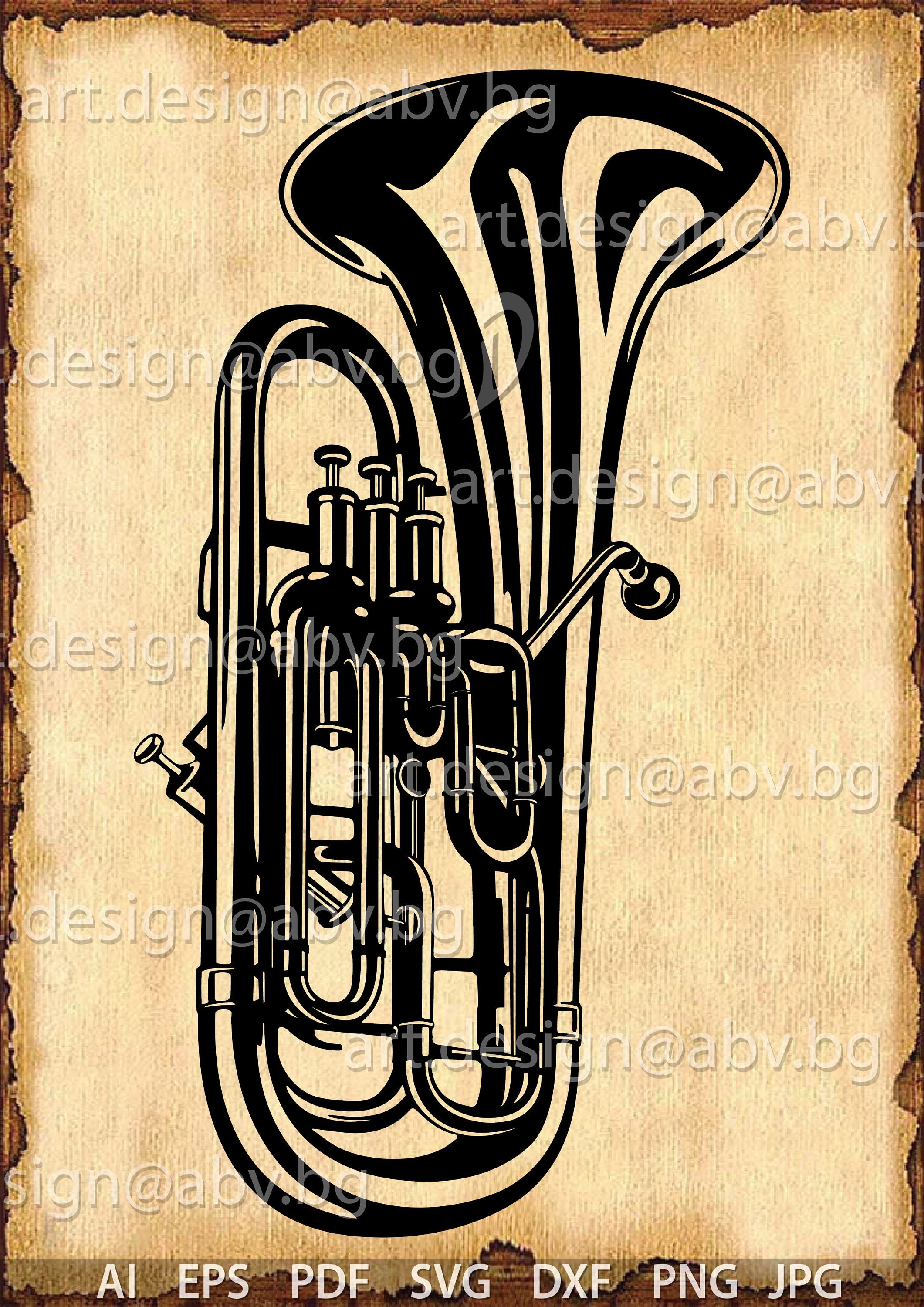 Vector TUBA Musical Instrument AI Eps Pdf Png Svg Dxf - Etsy UK