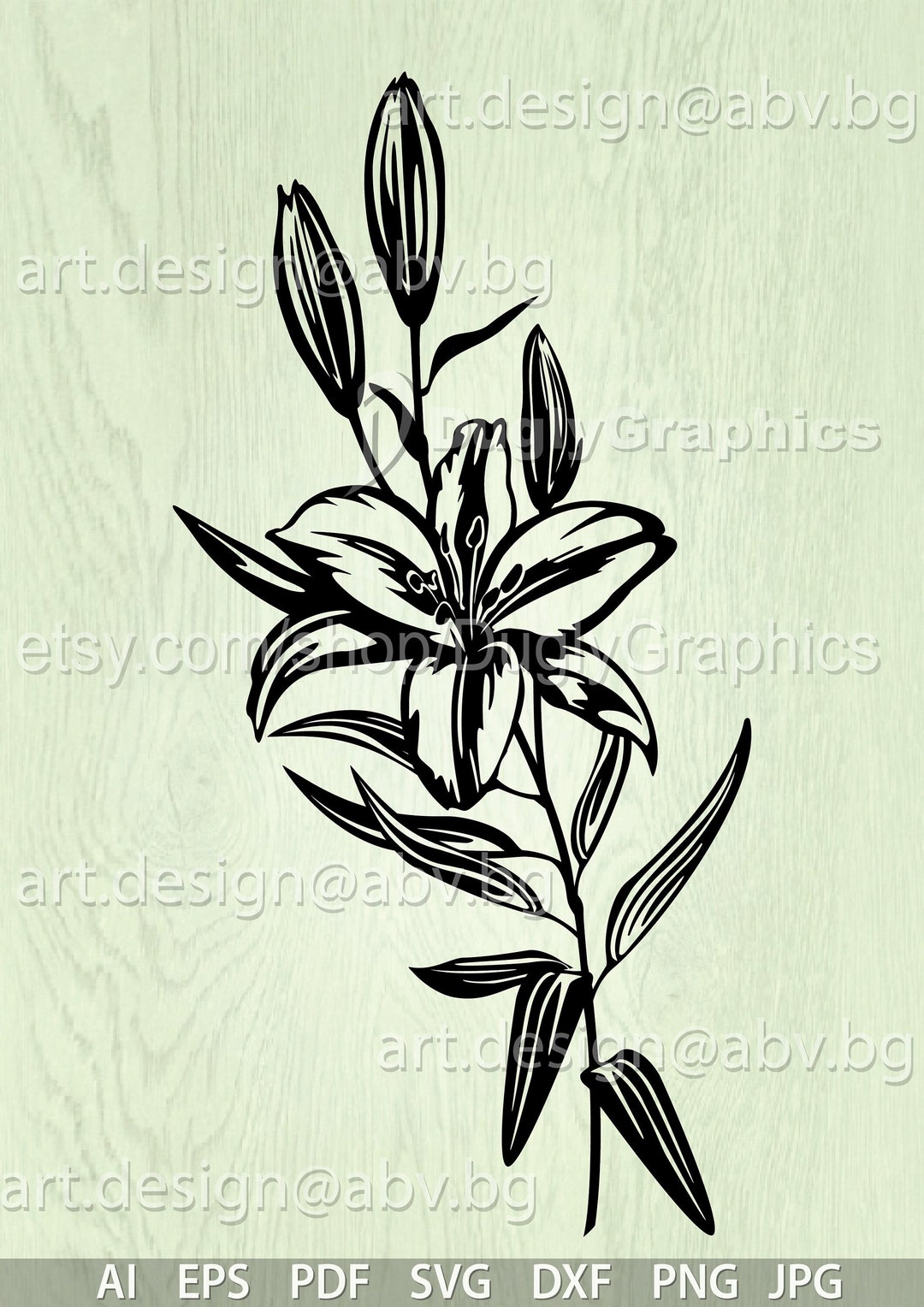 Stargazer Lily Vector: Black Floral Design (digital Download) - Etsy