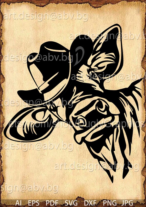 Vector COW With Cowboy Hat Head Svg AI PNG Eps Pdf Dxf Jpg | Etsy
