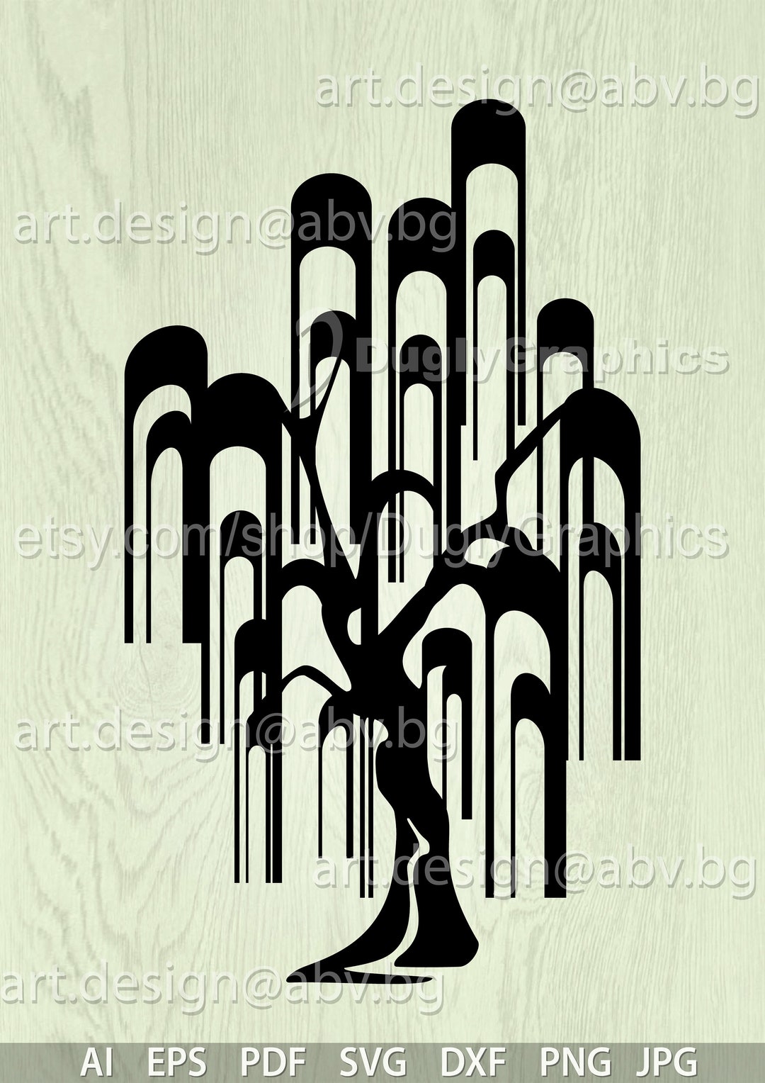 Vector Weeping WILLOW /salix Babylonica/, Stylized Tree, AI, Eps, Pdf ...