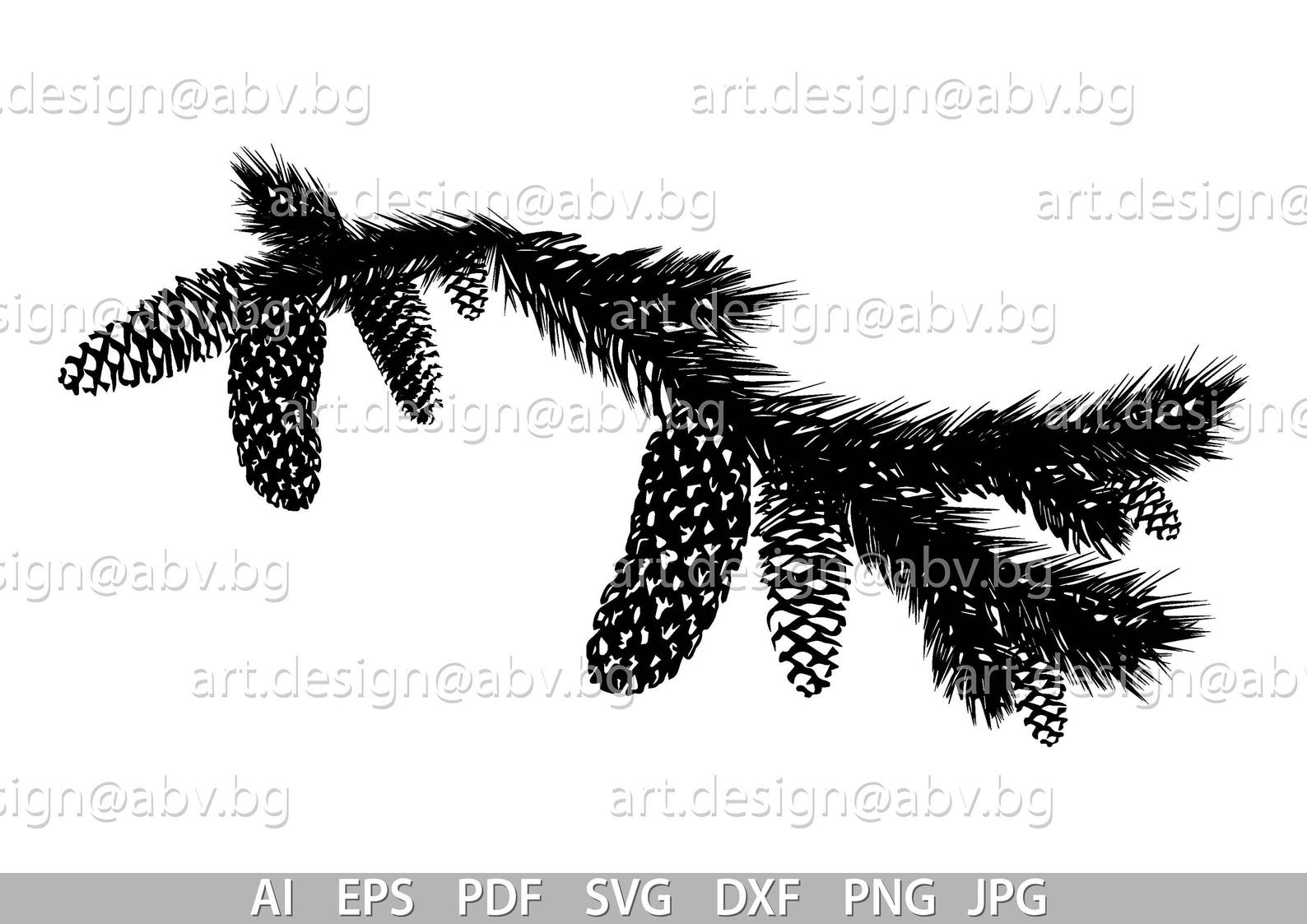 Vector CONIFER Branch, Evergreen, AI, Eps, Png, Pdf, Svg, Dxf, Jpg ...