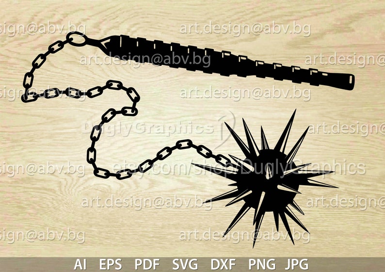 Vector MACE Weapon on a Chain AI Eps Pdf Svg Dxf Png - Etsy