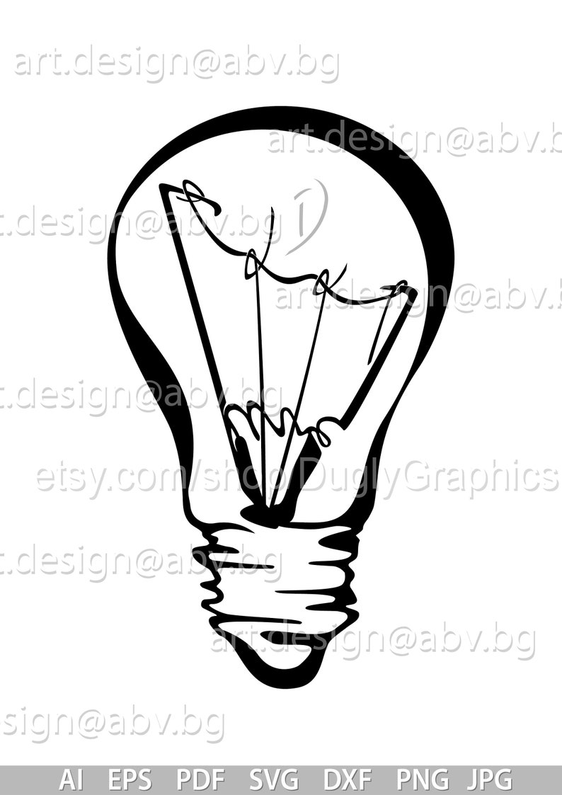 Vector LIGHTBULB Ai Eps Pdf Svg Dxf Png Jpg Digital Drawing | Etsy