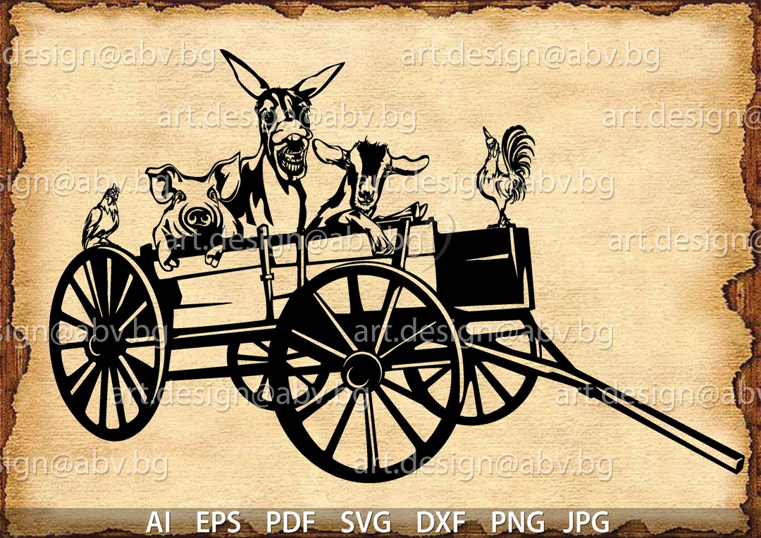 Animal Farm Vector Art: Donkey, Pig, Rooster (digital Download) - Etsy