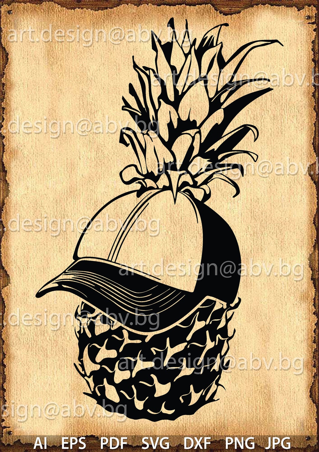 Vector ANANAS With Hat, Fruit, Pineapple, AI, Eps, Pdf, Svg, Dxf, Png ...