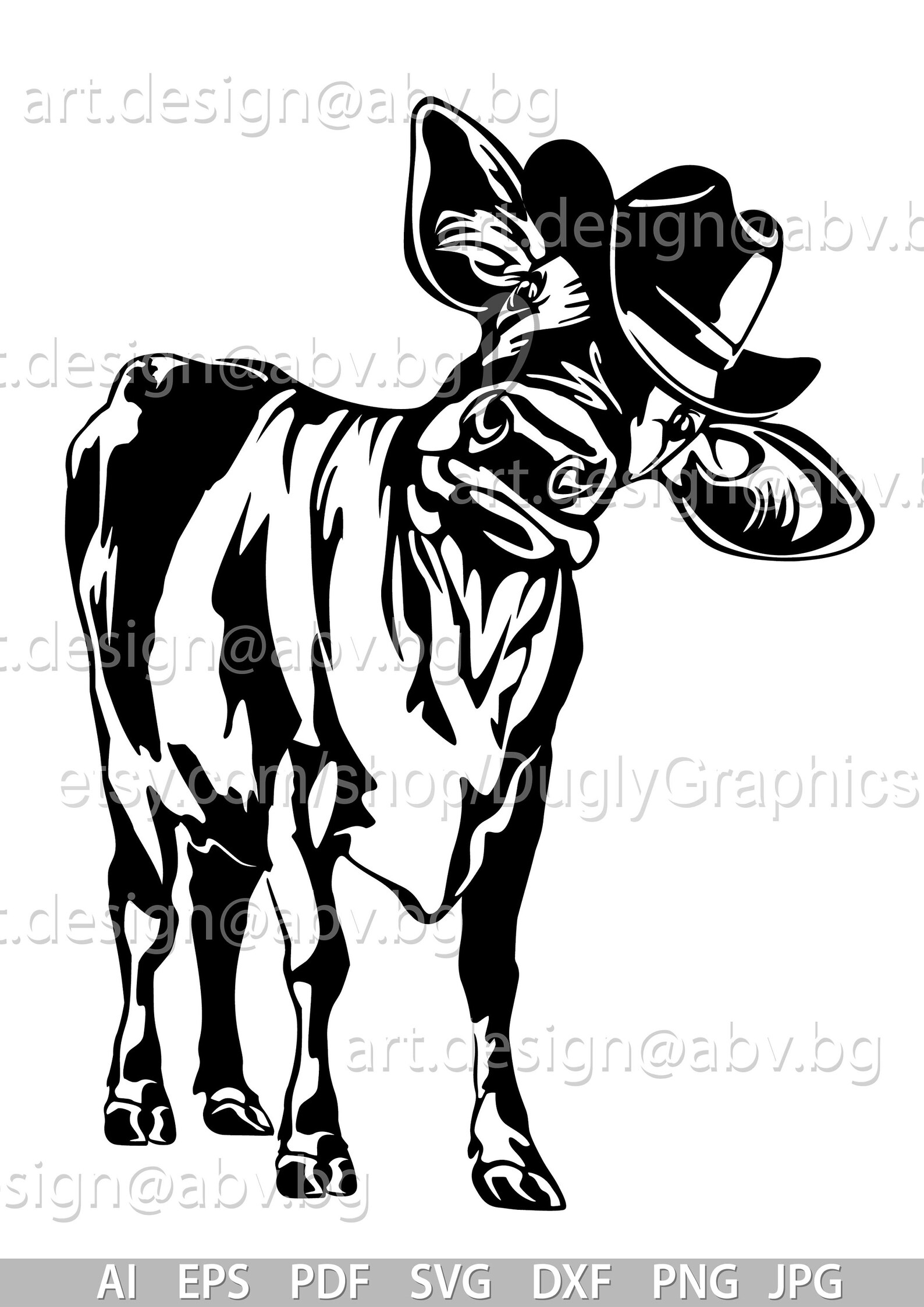 Vector COW With Cowboy Hat Body Svg AI PNG Eps Pdf Dxf Jpg | Etsy