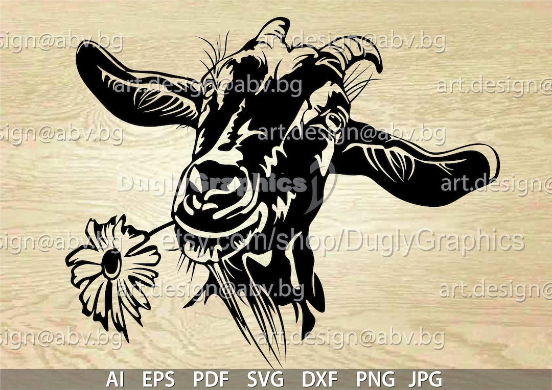 Goat With Flower Vector Graphic (digital Download) - Etsy
