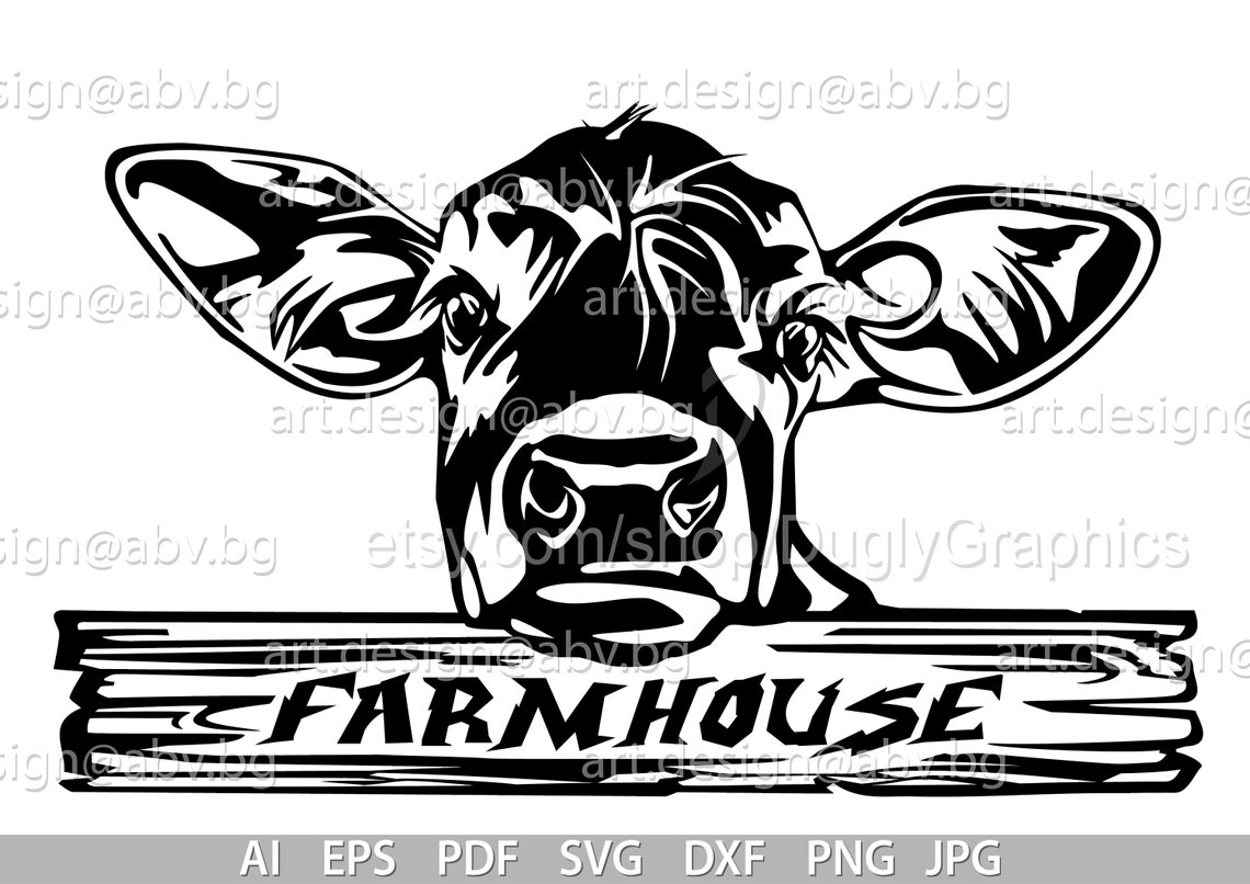 Vector FARMHOUSE Cow Heifer Text Ai Eps Pdf Svg Dxf - Etsy