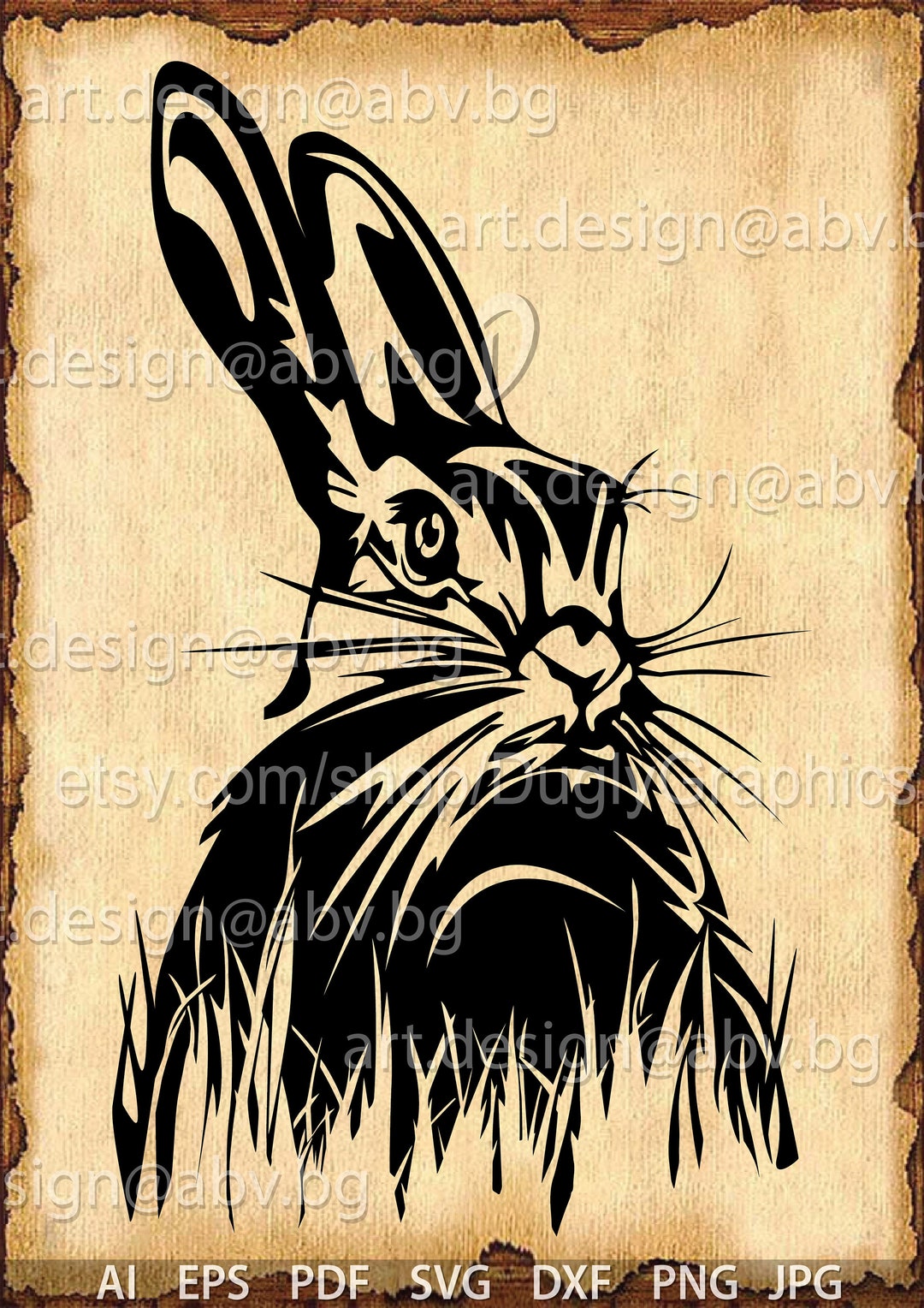 Vector RABBIT in Grass, AI, Eps, PNG, Pdf, Svg, Dxf, Jpg Download ...