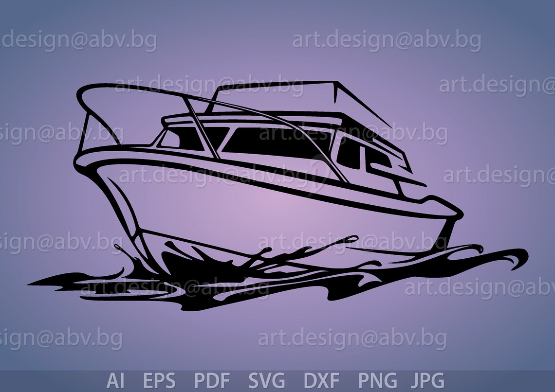 Vector YACHT Motorboat Ai Eps Svg Dxf Pdf Png Jpg - Etsy