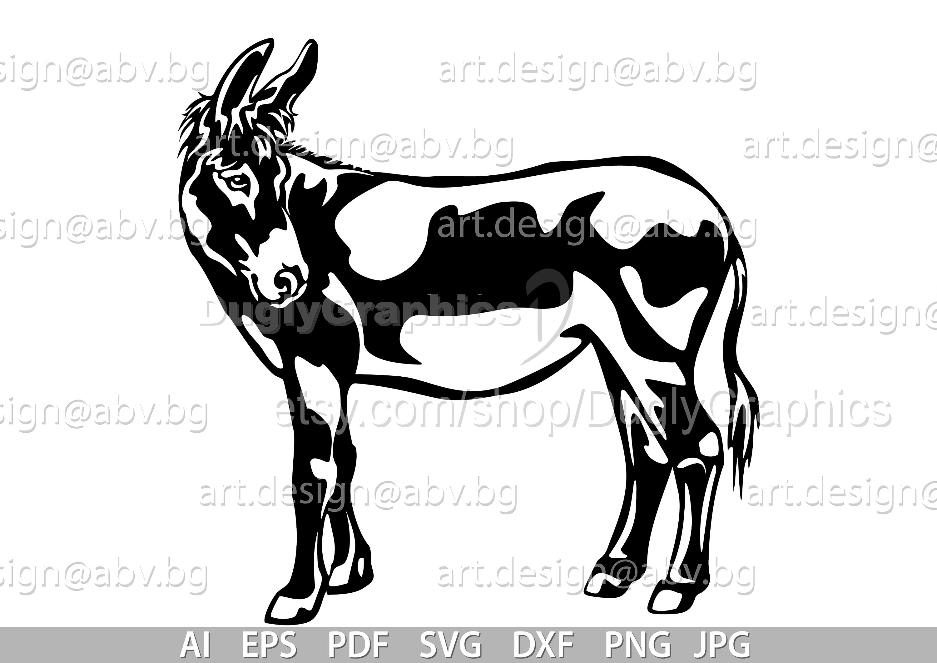 Vector DONKEY Looks Back Ai Eps Dxf Svg Pdf Png Jpg Download - Etsy Canada