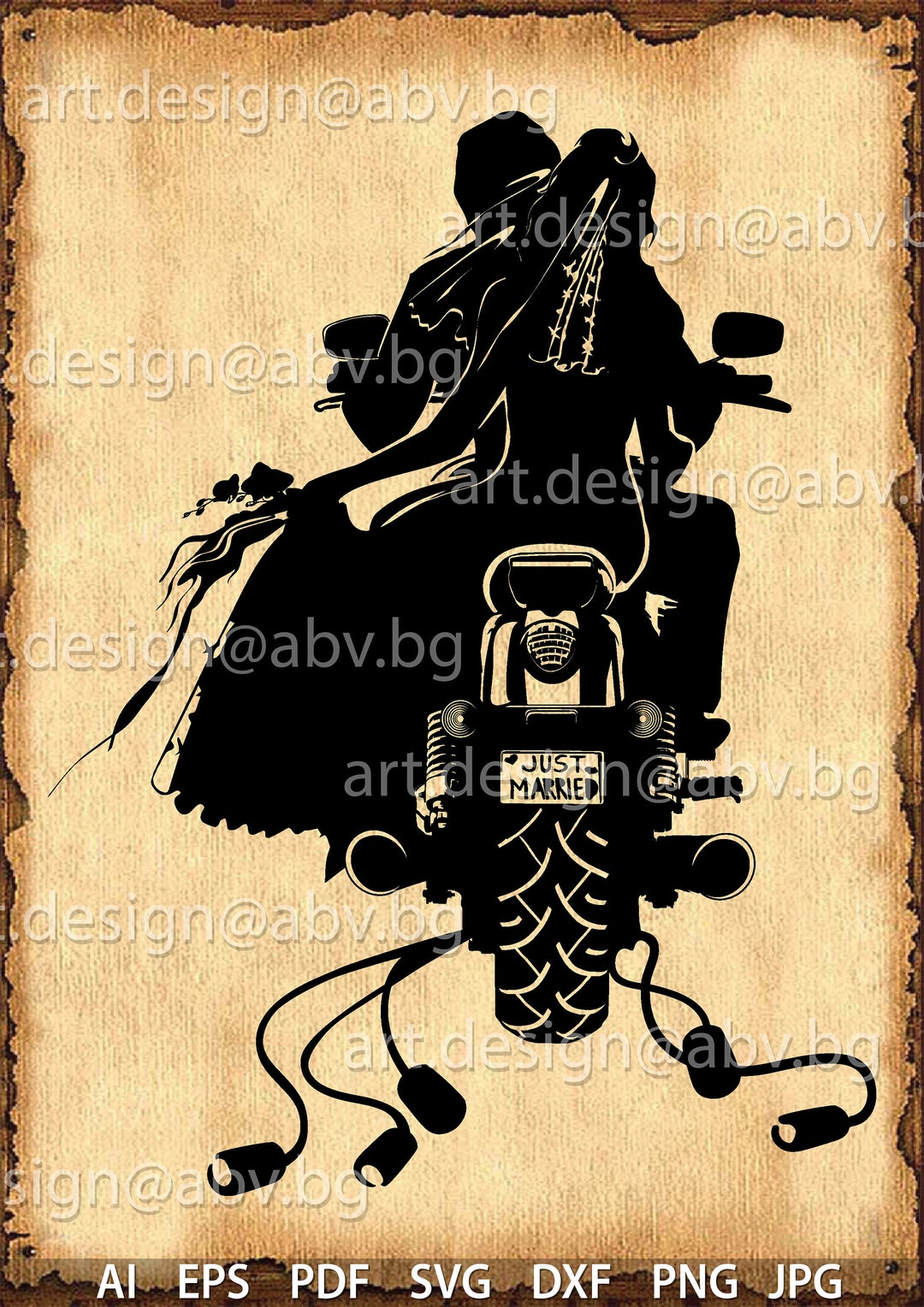 Wedding Motorcycle Vector Art (digital Download) - Etsy