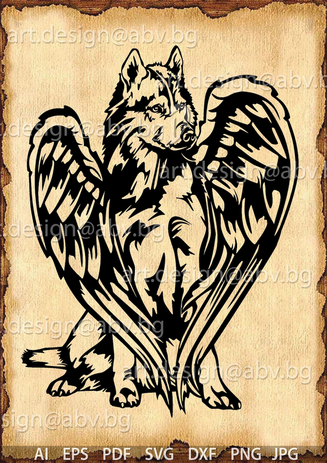 Vector DOG, Husky, Angel, SVG, DXF, Ai, Png, Pdf, Eps, Jpg Download ...