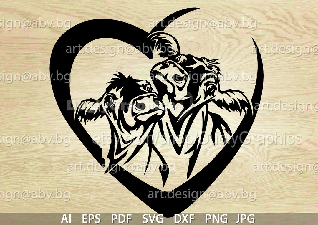 Cows Love Heart Vector Art Print (digital Download) - Etsy