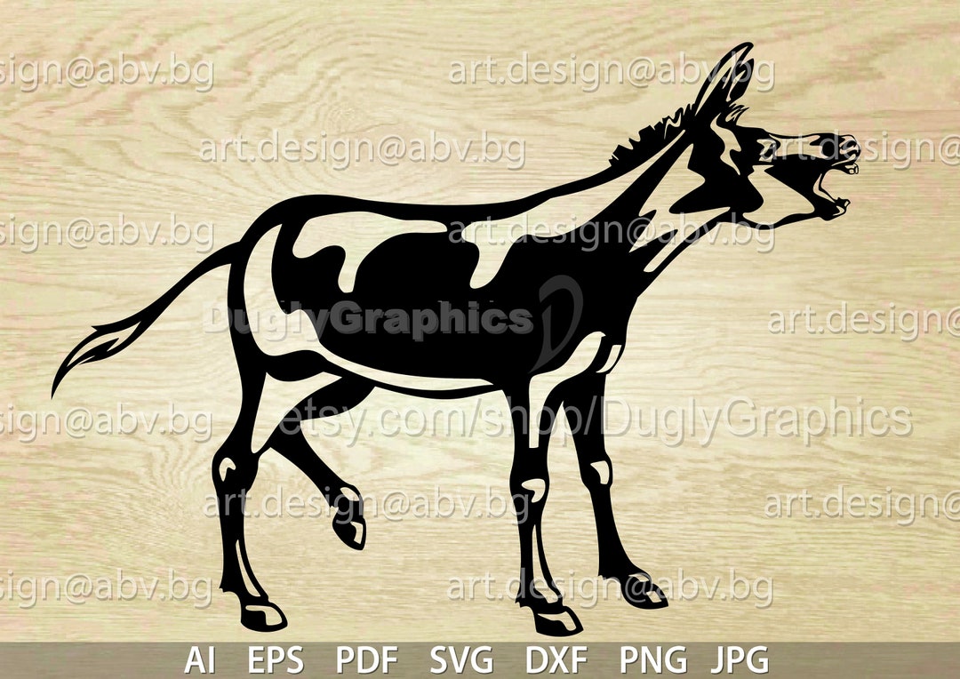 Vector BRAYING DONKEY Ai Eps Pdf Png Dxf Svg Jpg, Download, Digital ...