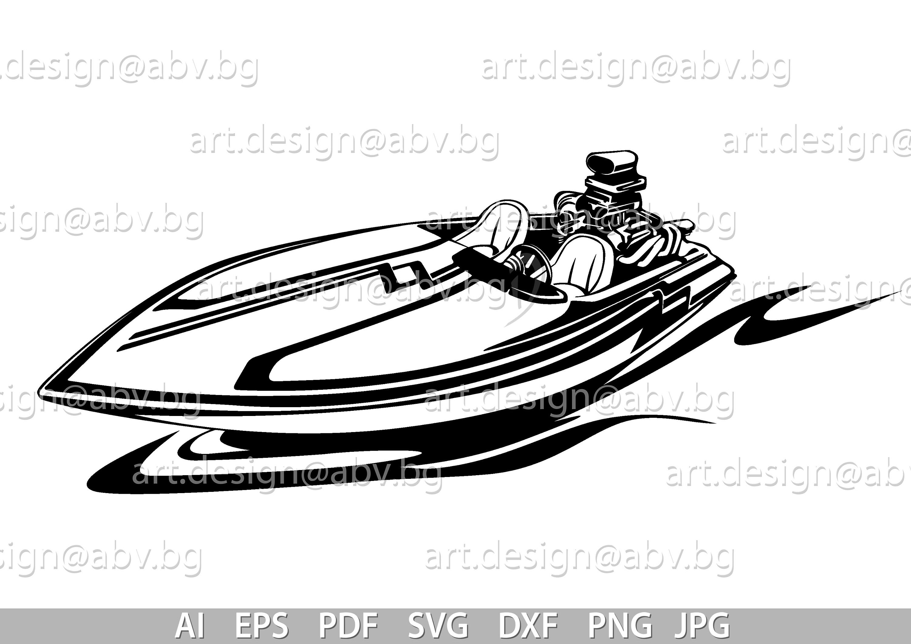 Vector DRAG BOAT low drag boat motorboat ai eps svg dxf | Etsy