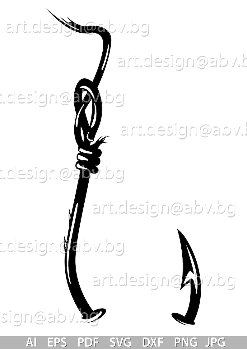 Vector FISHING HOOK Hooked AI Eps Pdf Png Svg Dxf Jpg | Etsy