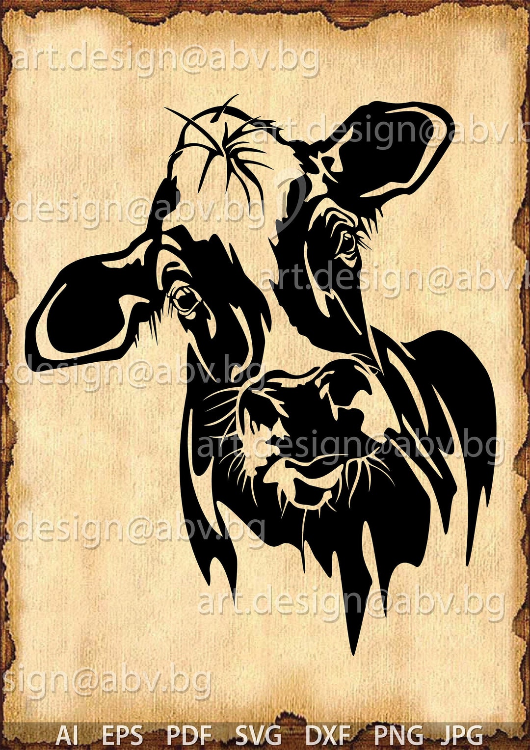 Holstein Calf Vector: Cow Head Art Print (digital Download) - Etsy