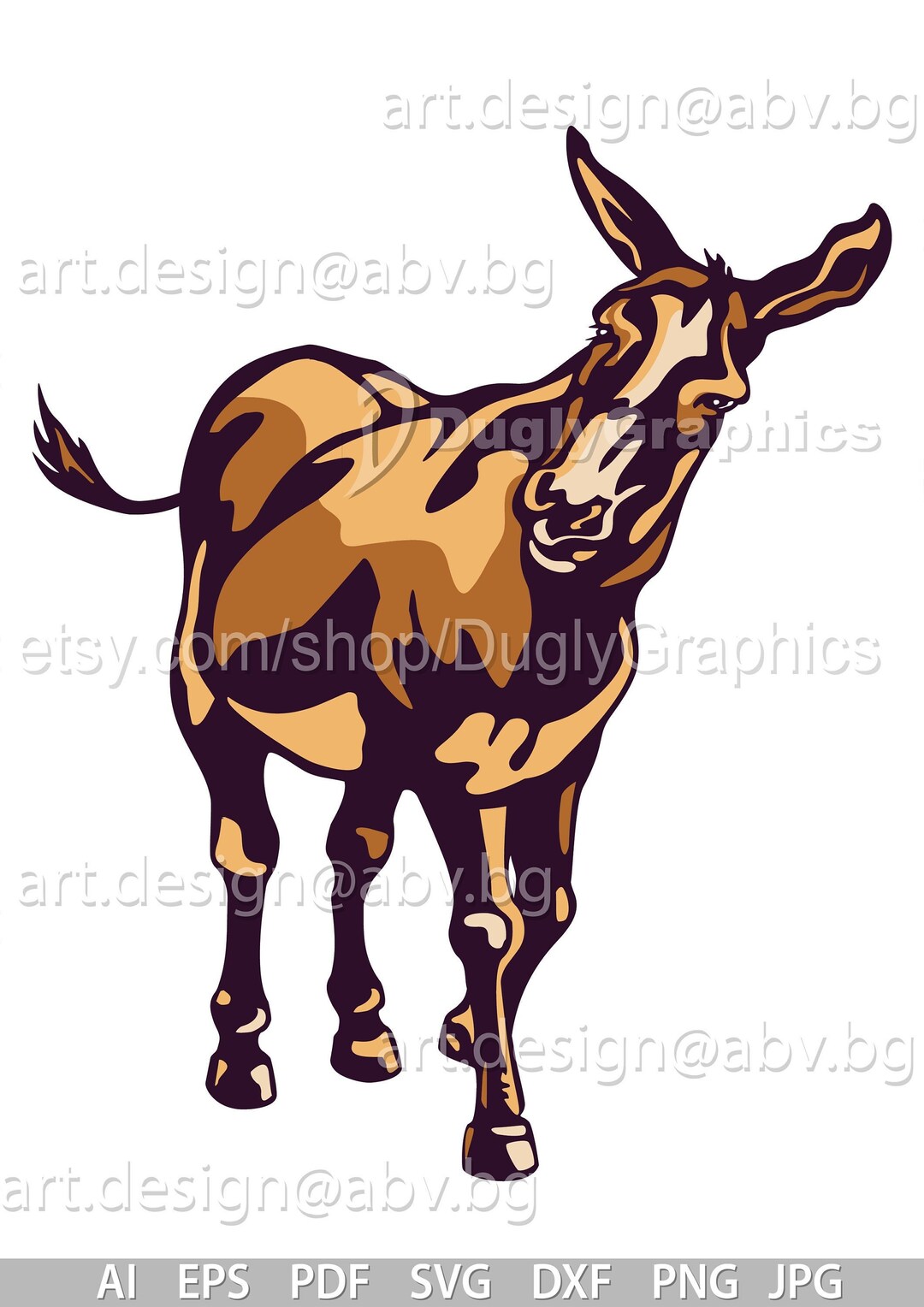 Vector DONKEY Body Colored Ai Png Eps Pdf Svg Dxf Jpg Download, Digital ...