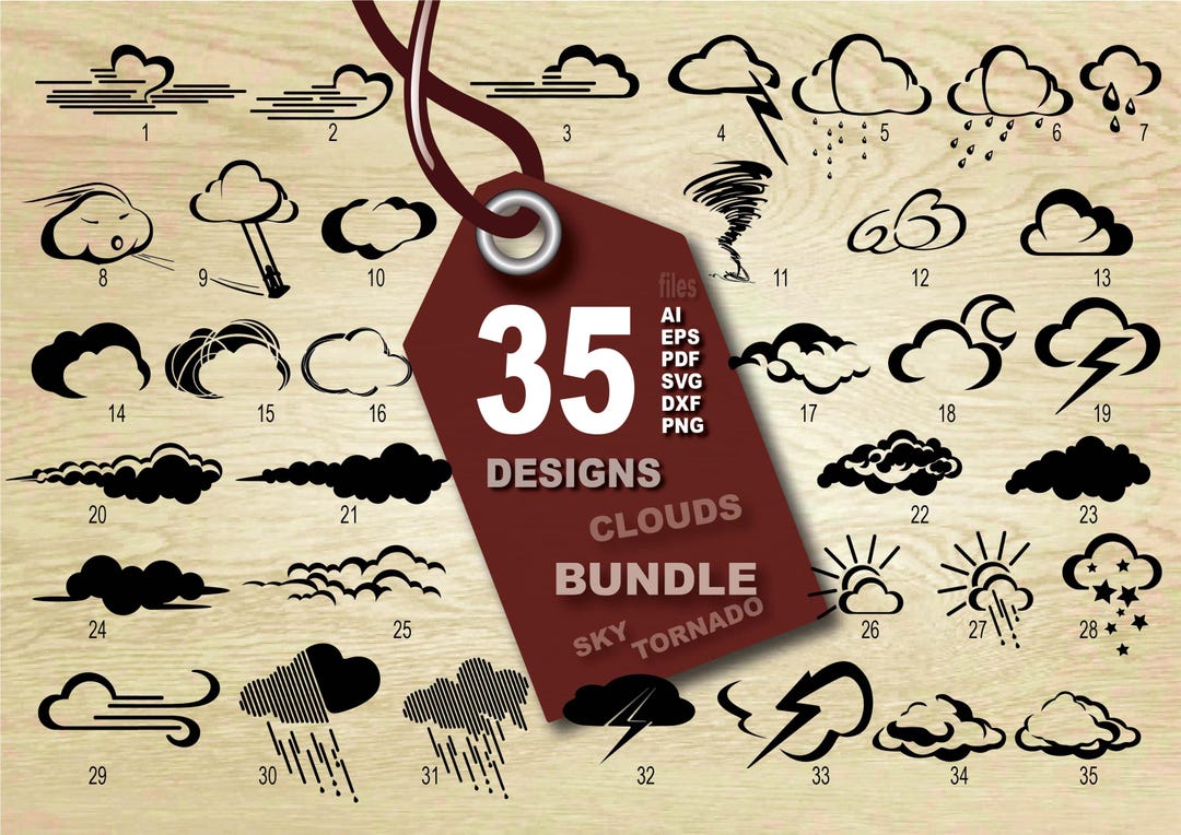 Bundle CLOUDS, AI, Eps, Pdf, Png, Svg, Dxf, Jpg Download, Digital Image ...