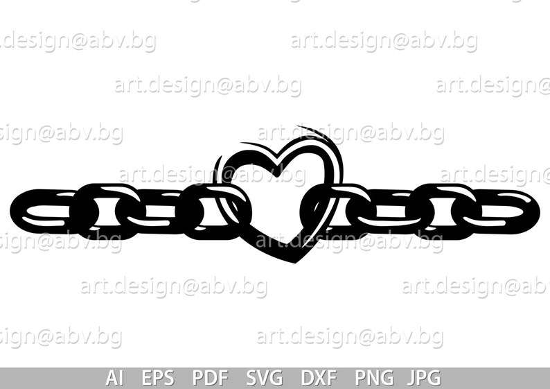 Vector CHAINS Heart Love Chained Love AI Eps Svg Dxf - Etsy