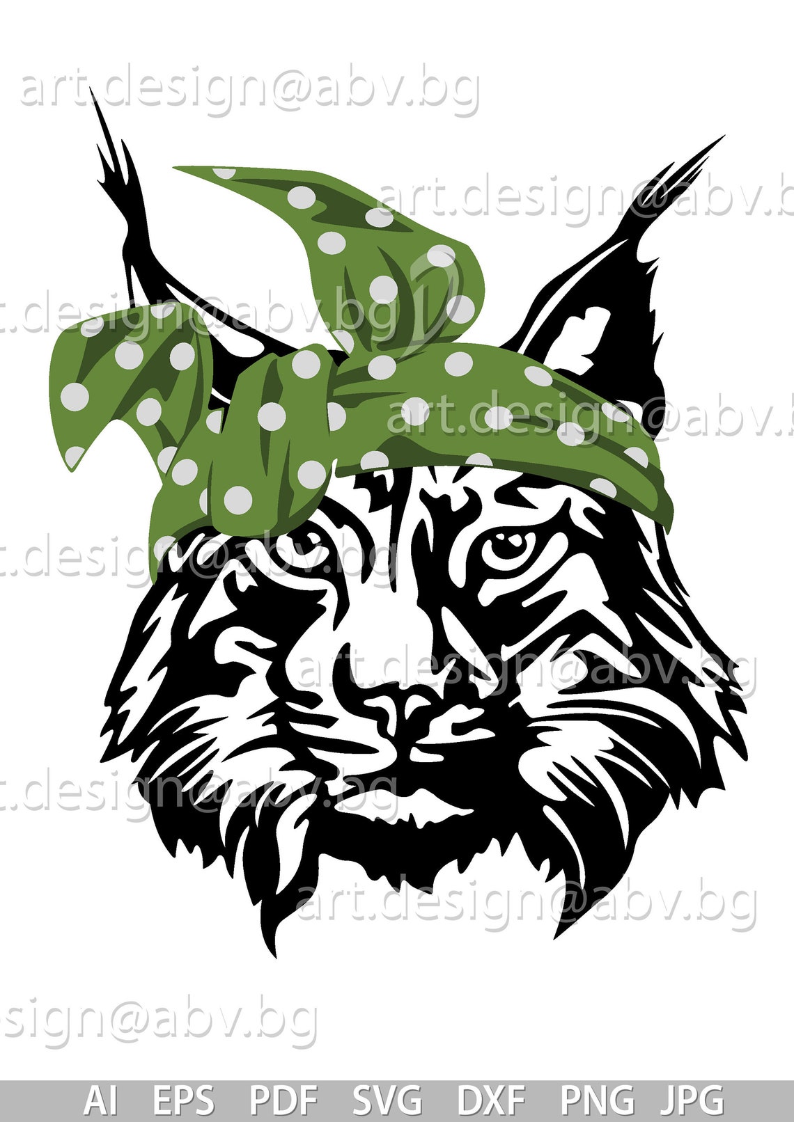 Vector WILDCAT With Bandana AI Eps Pdf Svg Dxf Png Jpg - Etsy