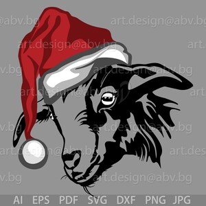 Vector GOAT With Christmas Hat, Head, 6 Colors, Goatalpine, AI, PNG ...