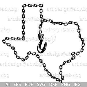 Vector TEXAS MAP, Chain With Hook, Ai, Eps, Pdf, Png, Svg, Dxf, Jpg ...