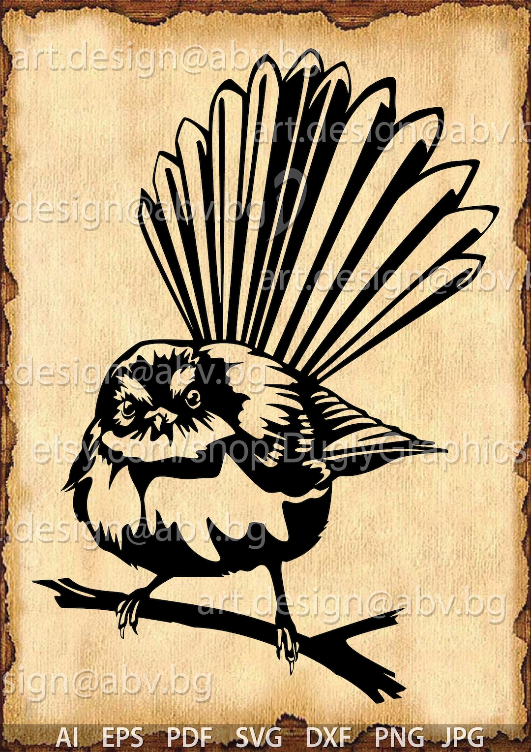 Vector FANTAIL New Zealand, AI, PNG, Eps, Pdf, Svg, Dxf, Jpg Download ...