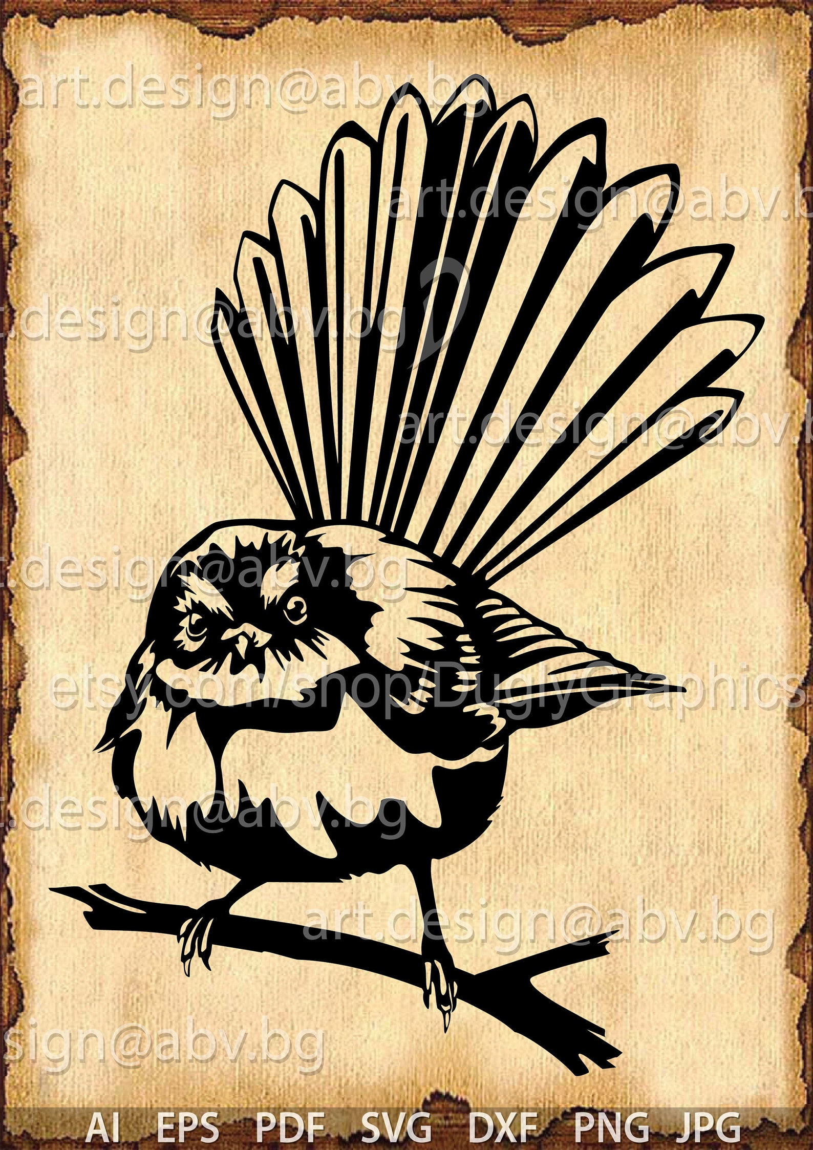 Vector FANTAIL New Zealand AI PNG Eps Pdf Svg Dxf Jpg - Etsy