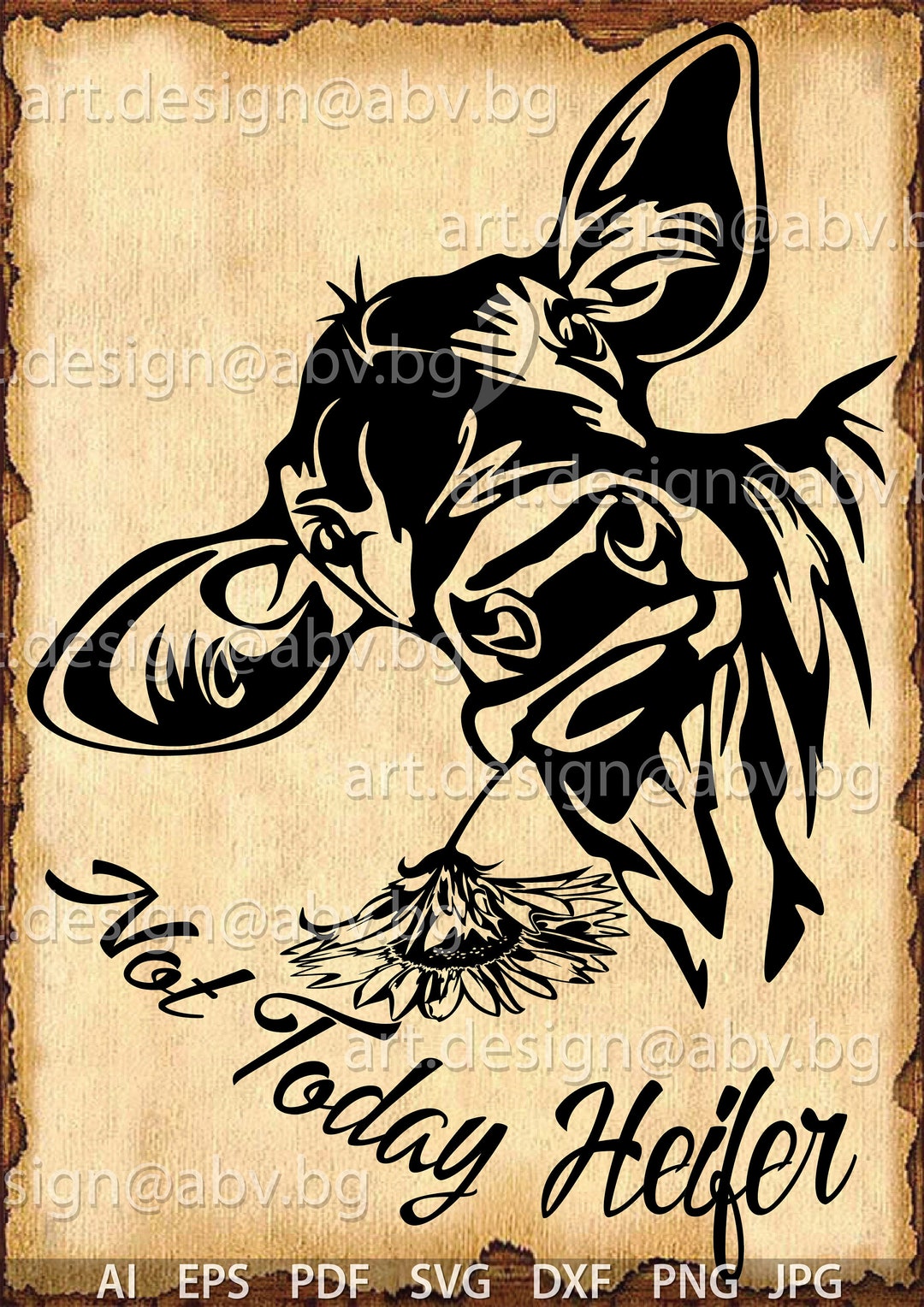 Vector HEIFER Not Today, Calf, Head, AI, PNG, Eps, Pdf, Svg, Dxf, Jpg ...