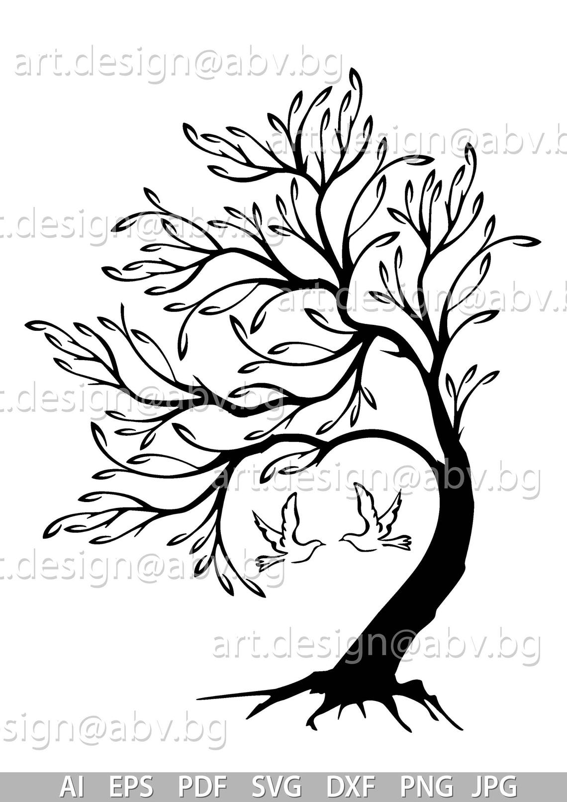 Vector WEDDING TREE Birds Ai Eps Pdf PNG Svg Dxf Jpg - Etsy