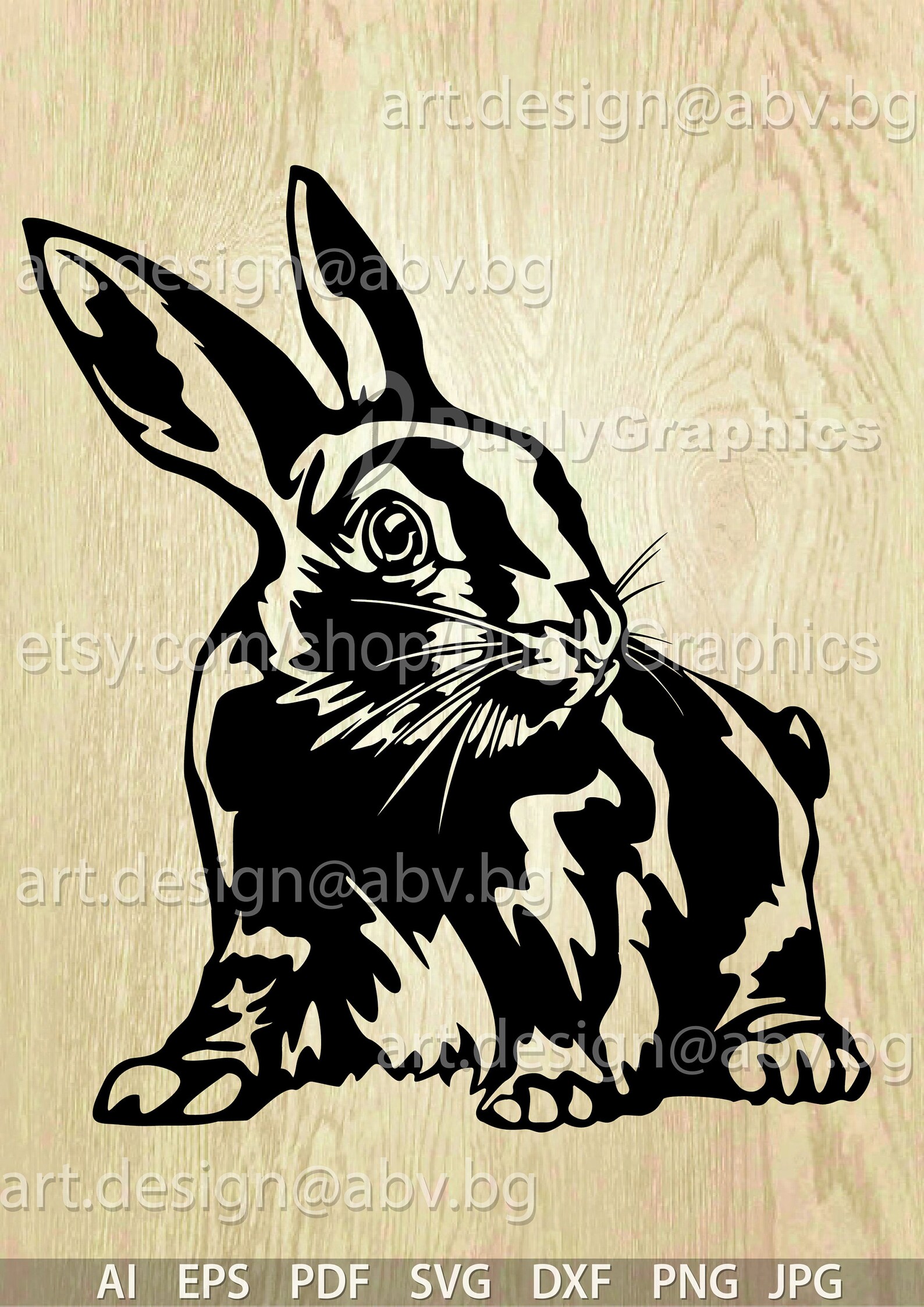 Vector RABBIT Easter AI Eps PNG Pdf Svg Dxf Jpg Download | Etsy